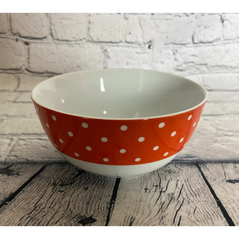 White Cross | Dining | Isaac Mizrahi Dot Luxe Orange White Polka Dot ...